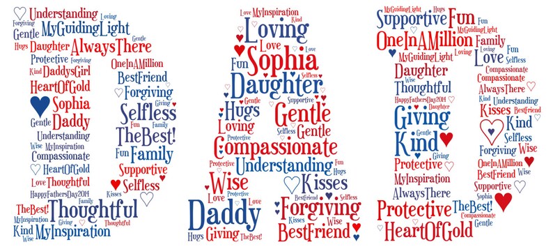 Fathers Day Personalised Word Art Gift unique framed or | Etsy