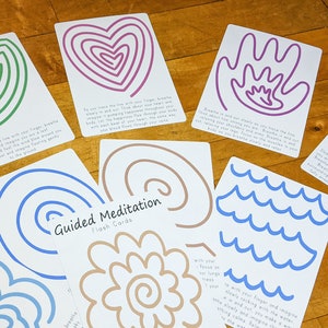 Guided Meditation Cards, Printable Mindfulness Flash Cards, Calm Down ...