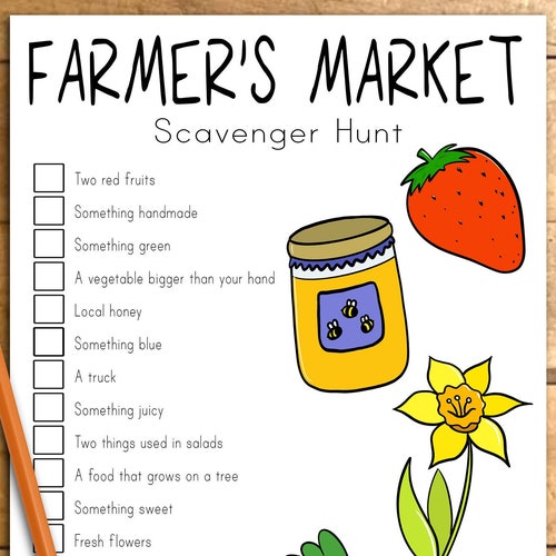 Farmer's Market Scavenger Hunt Printable Seek and Find - Etsy