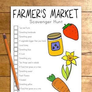 Farmer's Market Scavenger Hunt, Printable Seek and Find Activity ...