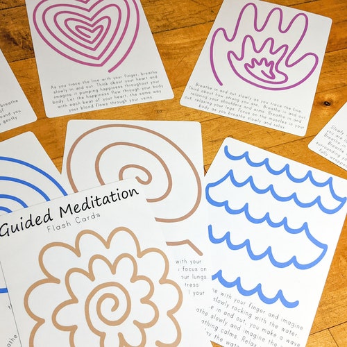 Finger Tracing Calming Cards Printable Mindfulness Flash - Etsy Canada