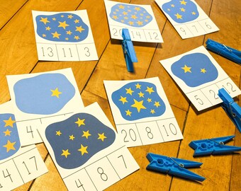 Nature Counting Printable Flash Card Game Clothespin Match | Etsy