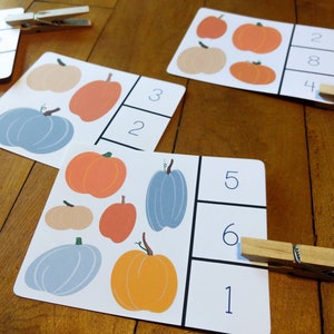 Pumpkin Counting Printable Flash Card Game, Clothespin Match Activity ...