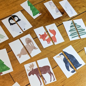 Winter Nature Matching Game, Printable Memory Game, Polar Animals ...