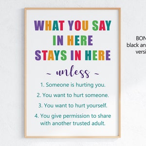 What You Say in Here Printable Poster, Safe Space Poster, Counseling ...
