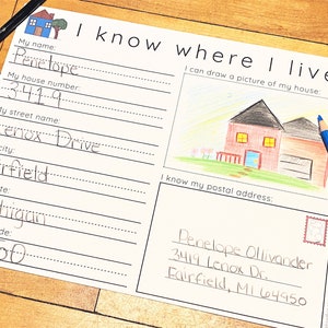 Where I Live Printable Activity Sheet, Learning Address Download, Kids ...