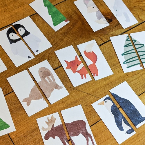 Winter Nature Matching Game Printable Memory Game Polar - Etsy