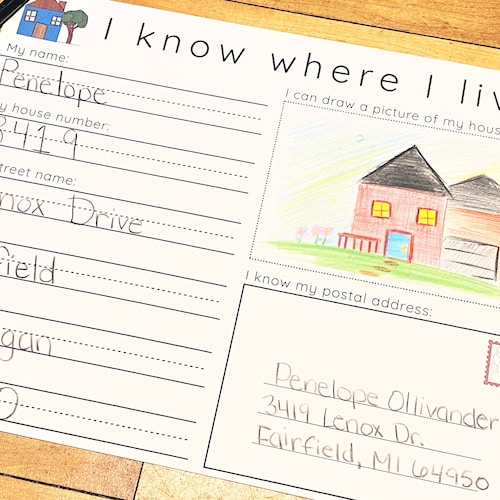 Where I Live Printable Activity Sheet Learning Address - Etsy