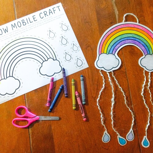 Rainbow Mobile Printable Craft Indoor Preschool Activity - Etsy