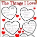 Things I Love Writing Activity Valentine's Day Printable | Etsy