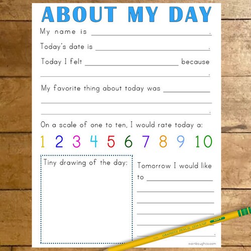 About My Day Printable Activity Homeschool Teacher Resources - Etsy