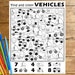 Find and Color Vehicles Activity, Printable Coloring Page for Kids ...