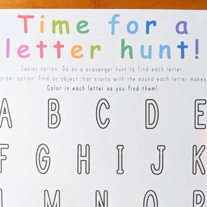 Printable Letter Hunt Activity, Preschool Scavenger Hunt, Toddler ...