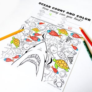 Ocean Counting and Coloring Printable Activity Page, Seek and Find DIY ...