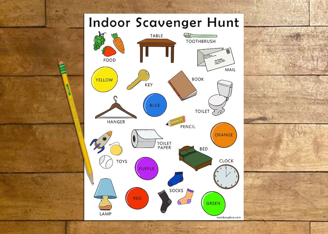 Indoor Scavenger Hunt, Seek and Find Inside, Indoor Activity for Kids ...