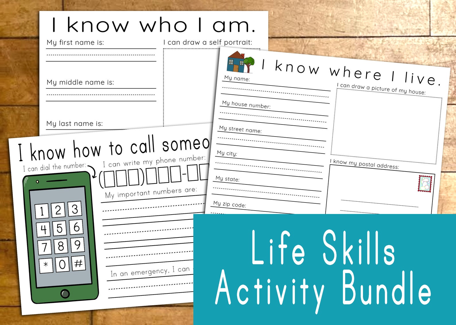 Life Skills Printable Activity Bundle, Educational Kids Journal Pages ...