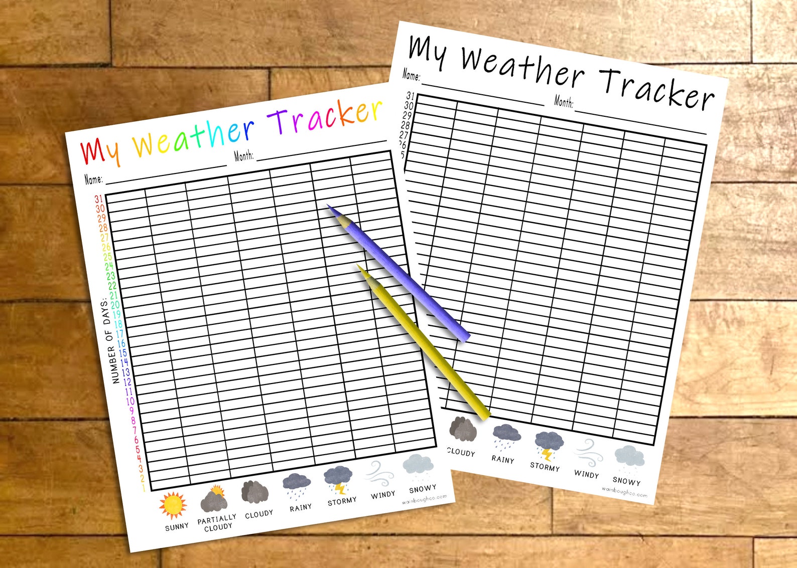 Weather Tracker Printable Monthly Weather Activity | Etsy