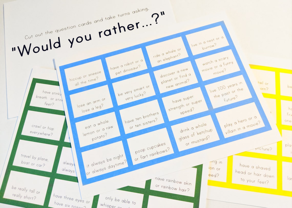 Would You Rather for Kids Printable Family Questions and - Etsy