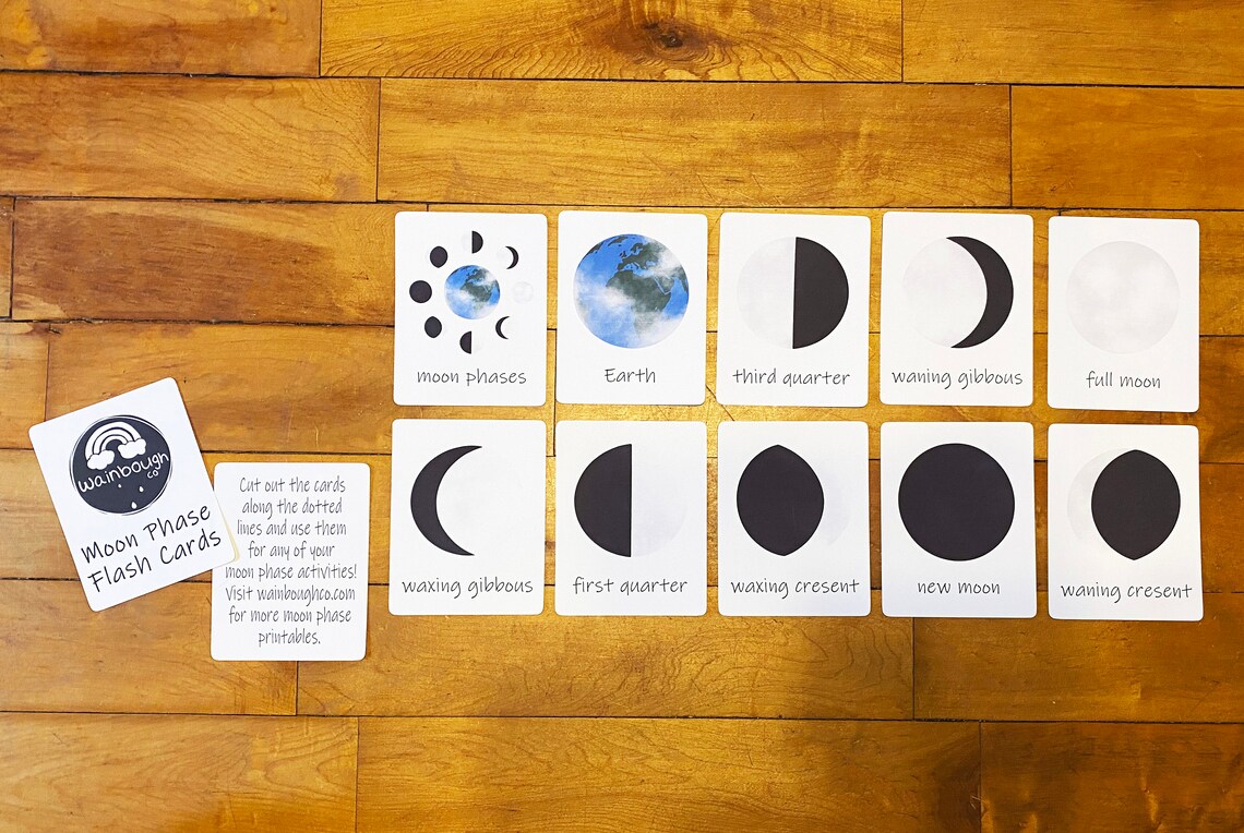 Moon Phases Flash Cards Printable Astronomy Learning - Etsy