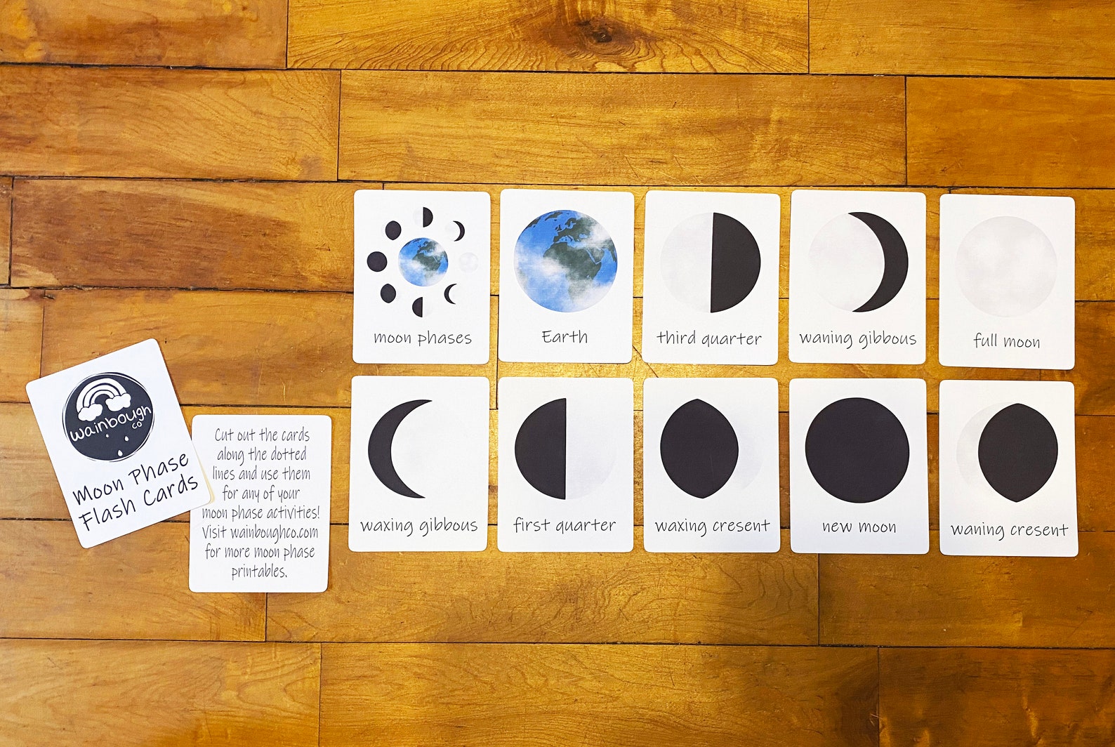 Moon Phases Flash Cards Printable Astronomy Learning - Etsy