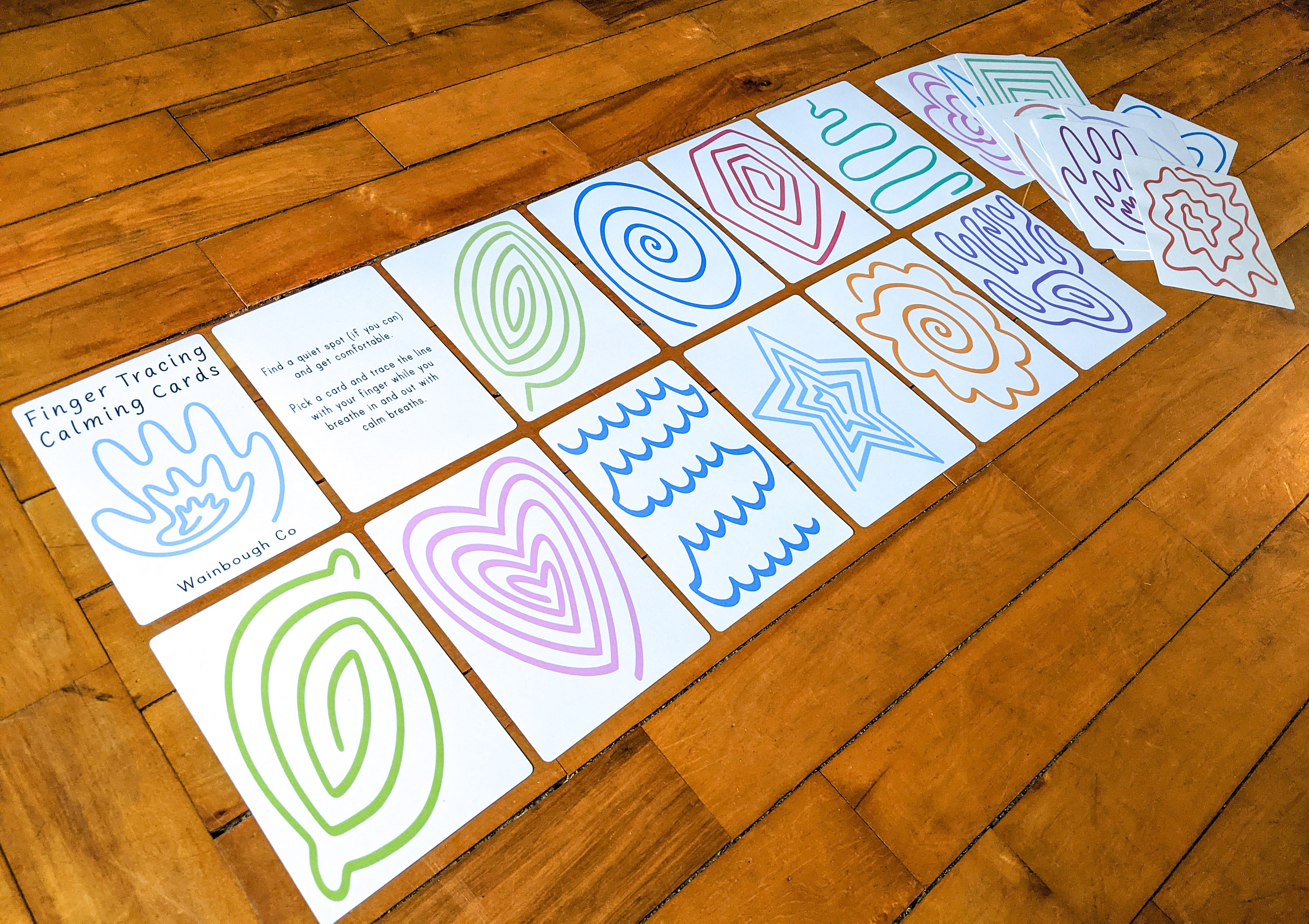 Finger Tracing Calming Cards, Printable Mindfulness Flash Cards, Calm ...