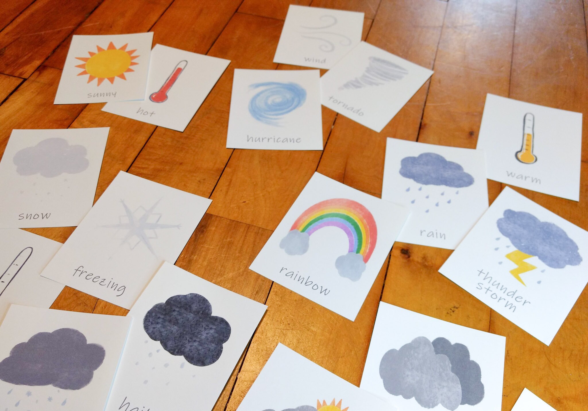 Weather Printable Flash Cards Homeschool Science Activity - Etsy
