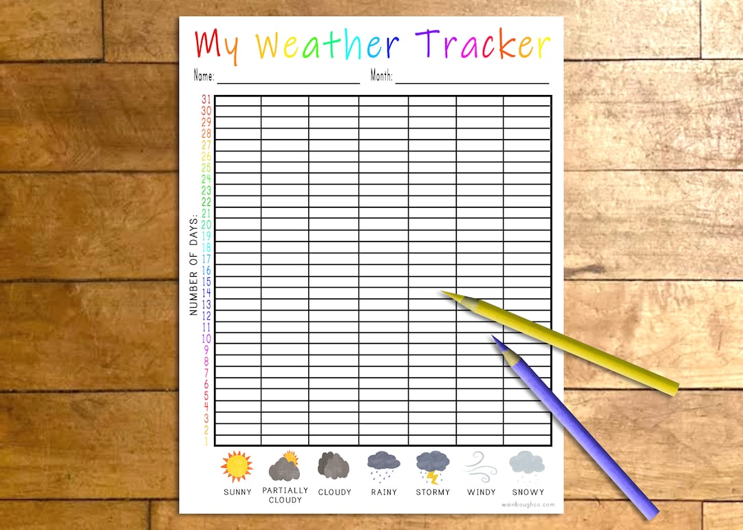 Weather Tracker, Printable Monthly Weather Activity, Homeschool ...