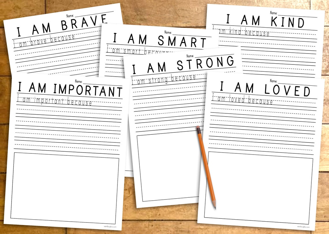 Positive Affirmations Writing Prompt Bundle Printable Writing | Etsy