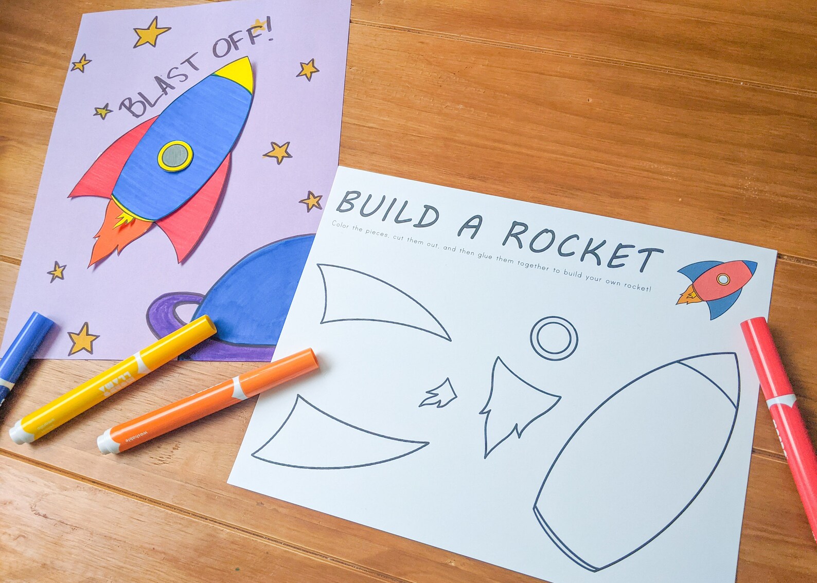Rocket Ship Printable Craft Space Themed Activity Indoor | Etsy