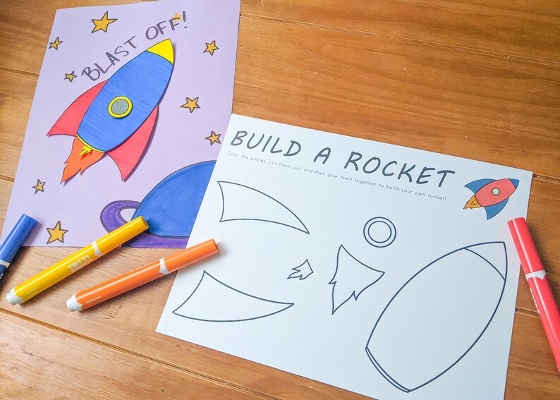 Rocket Ship Printable Craft, Space Themed Activity, Indoor Preschool ...