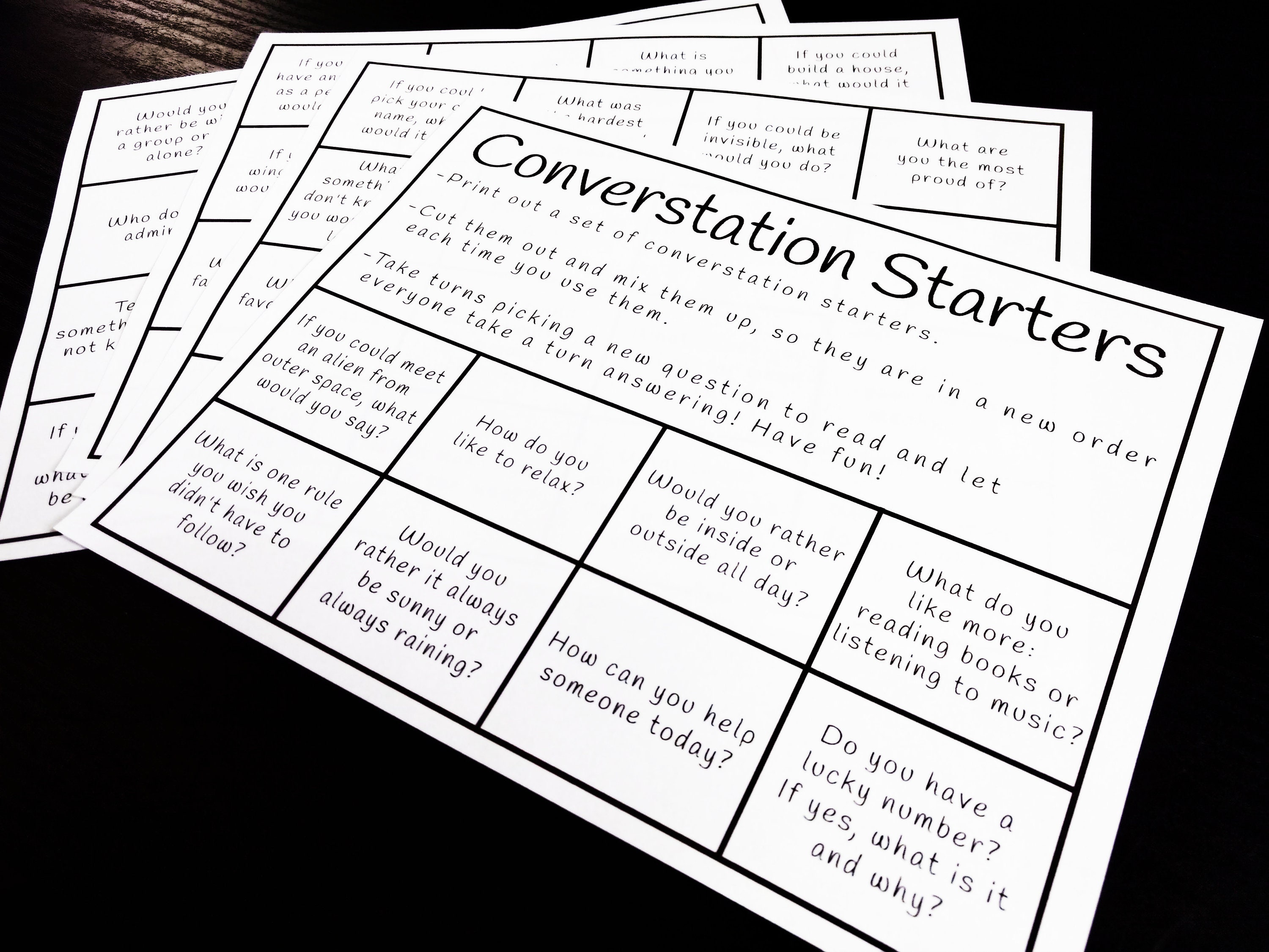 Conversation Starters for Kids Printable Family Questions and | Etsy