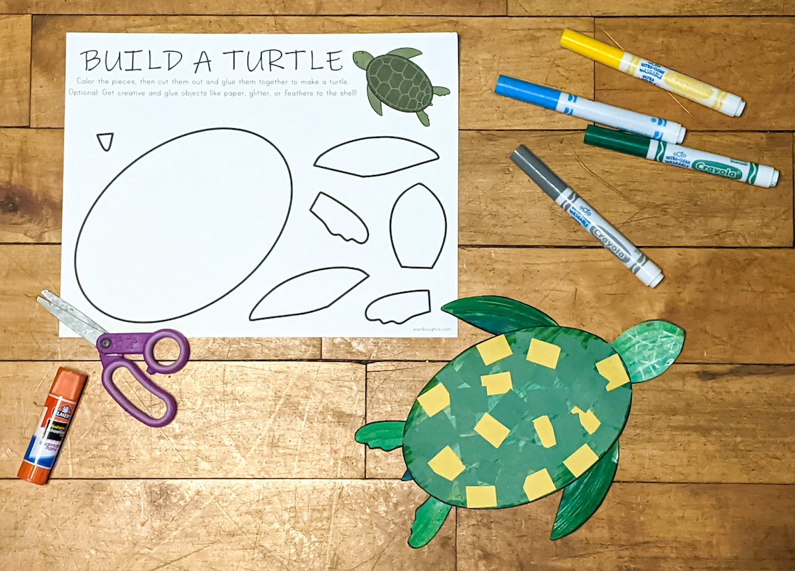 Turtle Printable Craft, Ocean Paper Craft, Indoor Preschool Activity ...