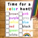 Printable Color Hunt Activity, DIY Scavenger Hunt, Rainbow Party Ideas ...