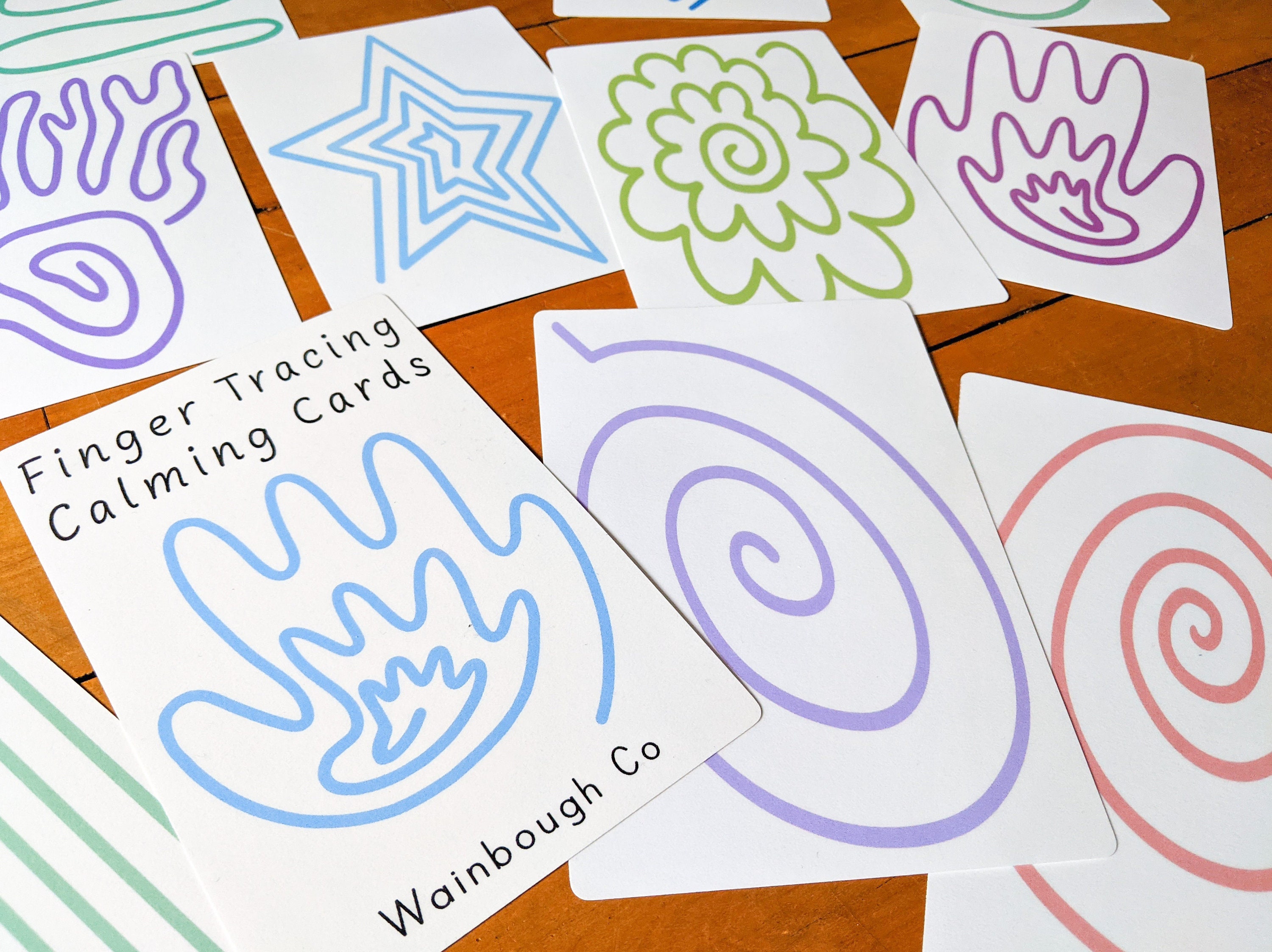 Finger Tracing Calming Cards, Printable Mindfulness Flash Cards, Calm ...