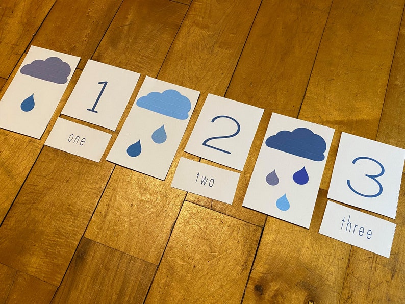 Raindrop Number Matching Activity Printable Number Flash - Etsy