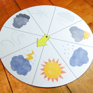 Weather Wheel Spinner, Printable Daily Weather Activity, Kids Weather ...