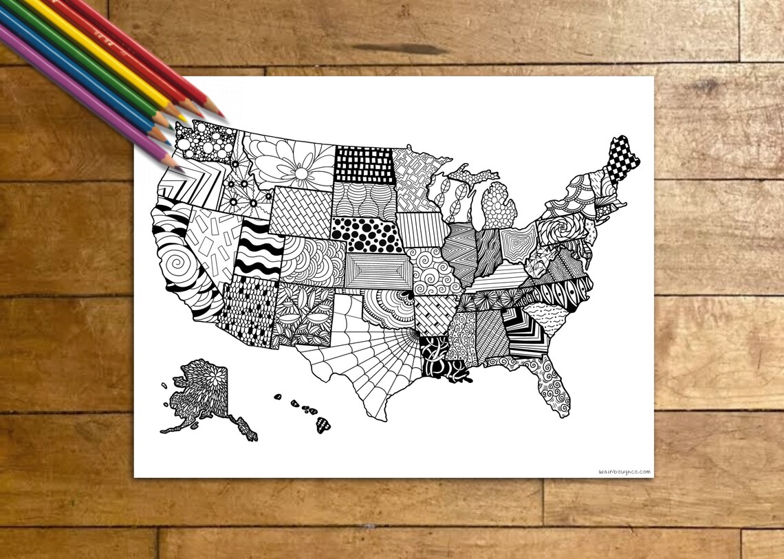 United States of America Coloring Page Printable USA - Etsy