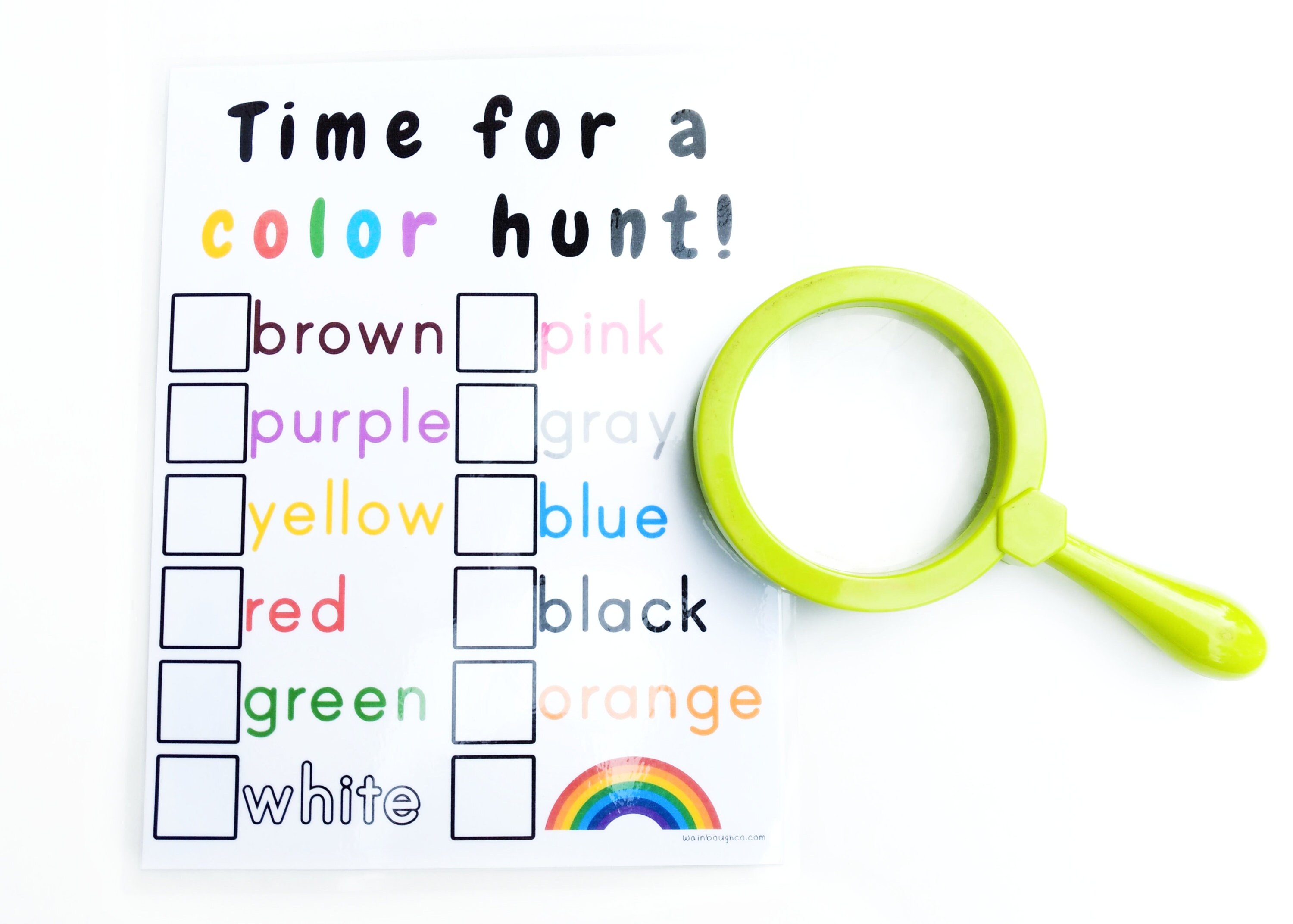 Printable Color Hunt Activity, DIY Scavenger Hunt, Rainbow Party Ideas ...