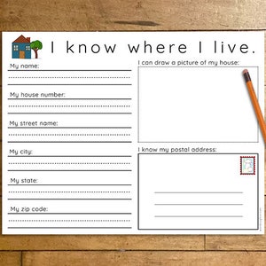 Where I Live Printable Activity Sheet, Learning Address Download, Kids ...