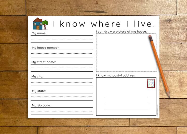Where I Live Printable Activity Sheet, Learning Address Download, Kids ...