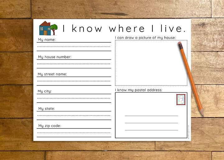 Where I Live Printable Activity Sheet Learning Address - Etsy