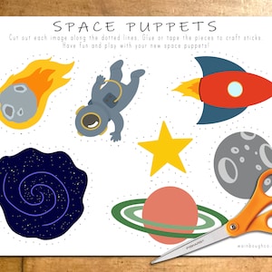 Space Puppets, Craft Stick Printable Puppets, Kids Pretend Play ...