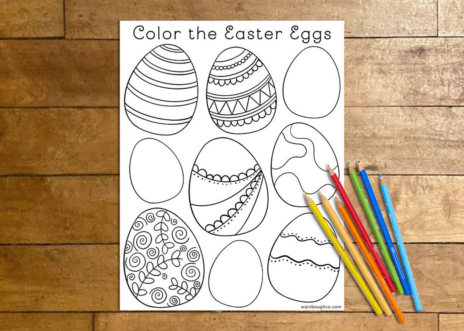 Easter Egg Coloring Page, Coloring Pages for Kids, Spring Printable ...