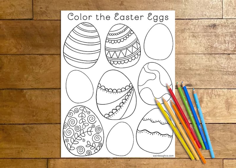 Easter Egg Coloring Page, Coloring Pages for Kids, Spring Printable ...