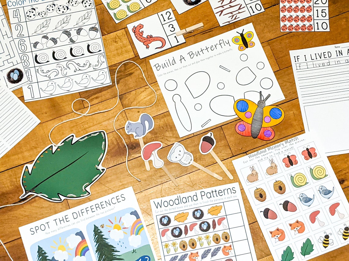 Woodland Printable Activity Bundle Kid Activities Preschool | Etsy