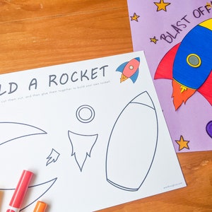 Rocket Ship Printable Craft, Space Themed Activity, Indoor Preschool ...