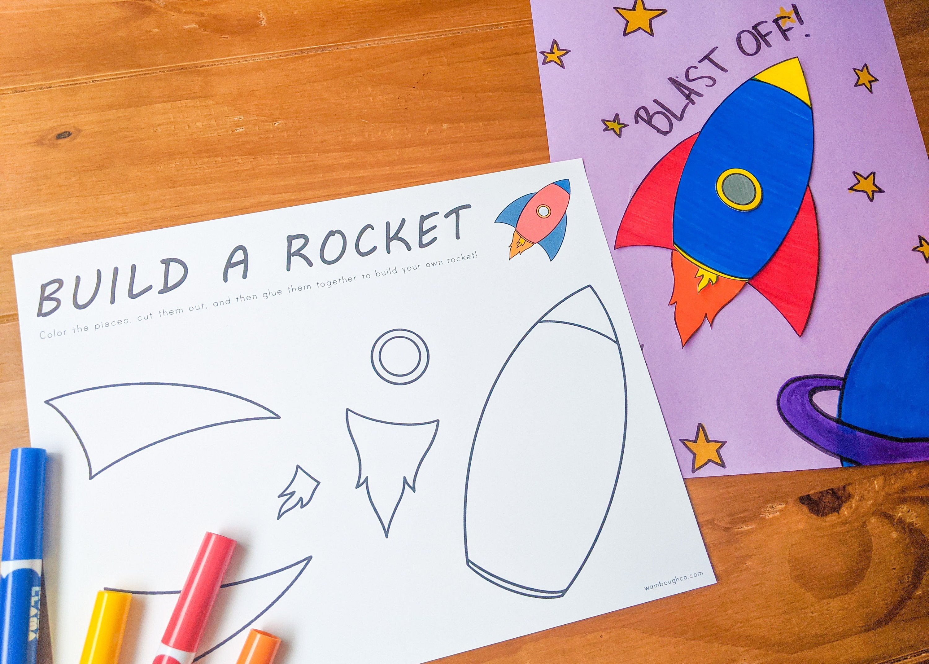 Rocket Ship Printable Craft Space Themed Activity Indoor - Etsy