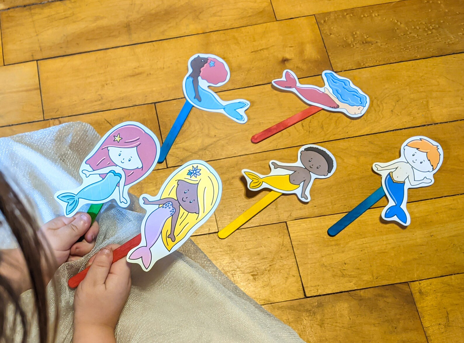 Mermaid Puppets Craft Stick Printable Puppets Kids Pretend - Etsy