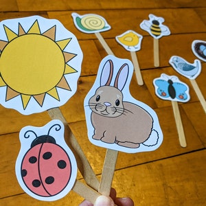 Spring Puppets, Craft Stick Printable Puppets, Kids Pretend Play, Busy ...