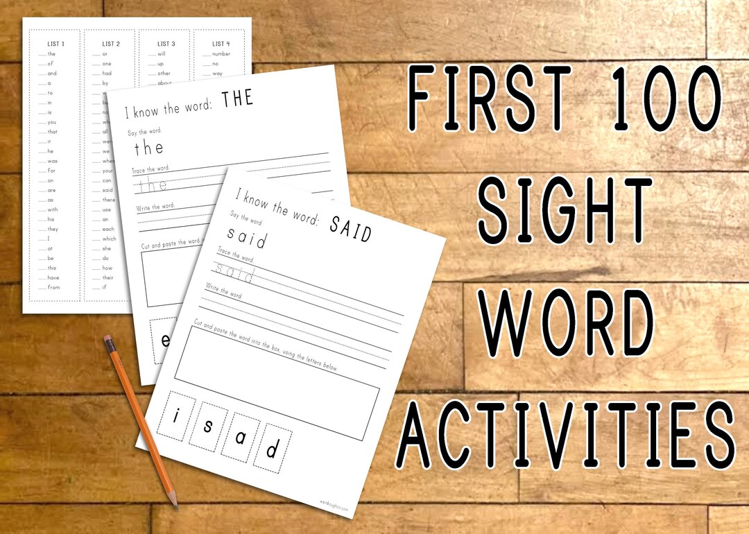 First 100 Sight Word Activities, Printable Sight Word Practice Pages ...